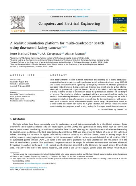 pdf multi quadcopter search simulation platform