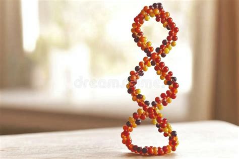 Minimalistic Dna Helix Design Featuring Vibrant Bead Structure For Scientific And Educational