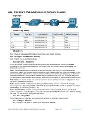 Lab Configure IPv Addresses On Network Devices Docx Lab Configure IPv Addresses