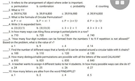 solved 1 it refers to the arrangement of object where order is