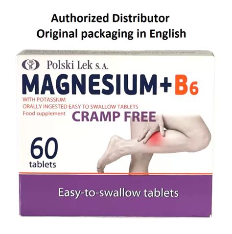 Magnesium B6 Cramp Free Potassium Supplement 60pcs Easy To Swallow