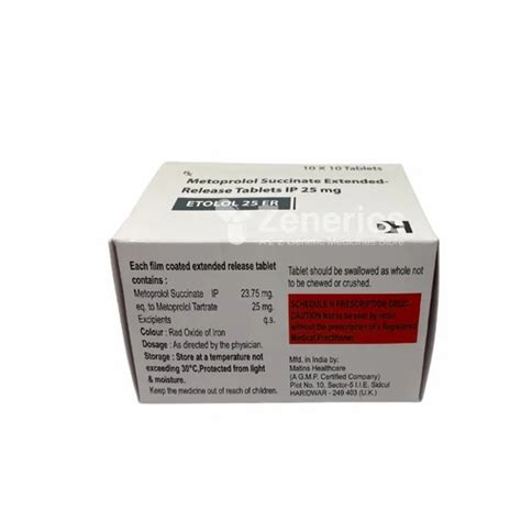Etolol 25 Er Tablet Metoprolol Succinate 2375mg Tablet At ₹ 18