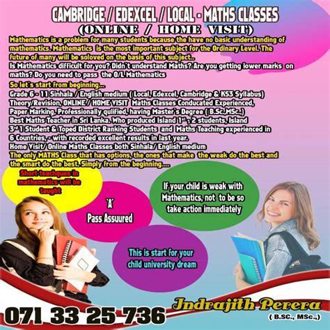 Cambridge Edexcel Local Maths Classes In All Island Grade 6 To 11