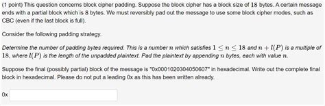 Solved 1 Point This Question Concerns Block Cipher