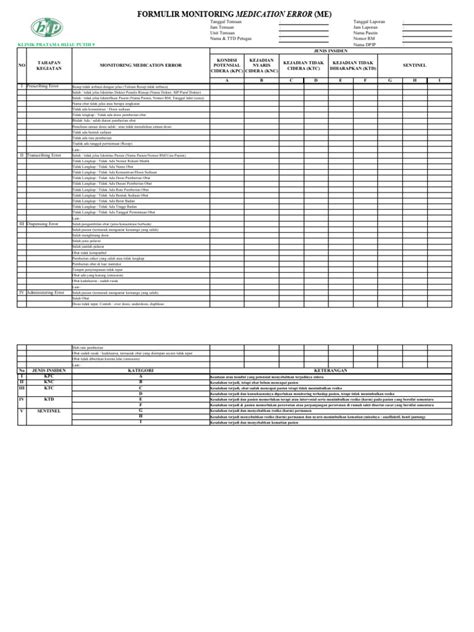 Print Formulir Monitoring Medication Error Pdf