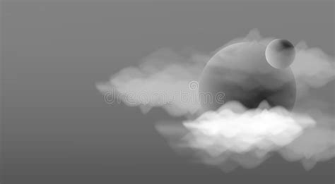 Planet Of Moon In The Cloud 3d Render Monochrome Illustration Stock Vector Illustration Of