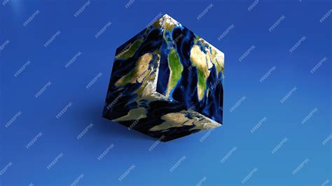 Premium Photo Abstract Earth Square Globe Is On The Surface 3d Render