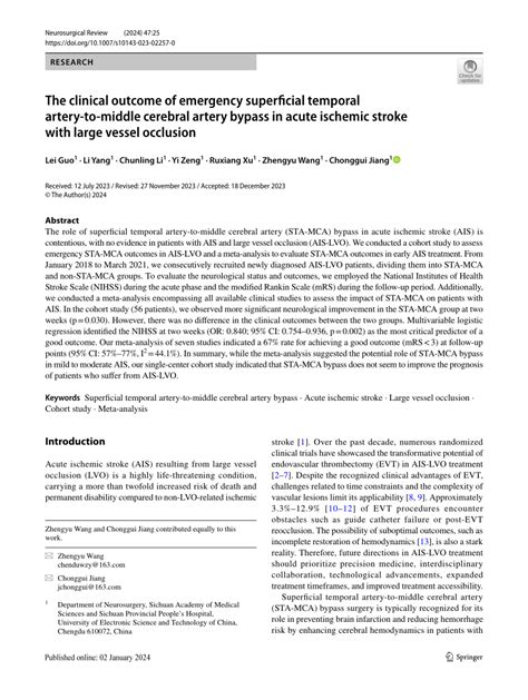 Pdf The Clinical Outcome Of Emergency Superficial Temporal Artery To Middle Cerebral Artery