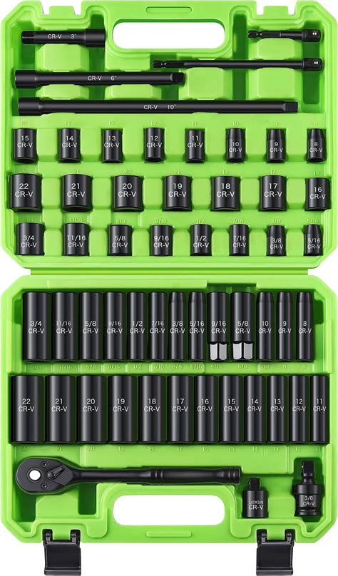 Amazon Com 3 8 Drive Impact Socket Set 95 Piece SAE 5 16 3 4 Metric 8 22mm Cr V