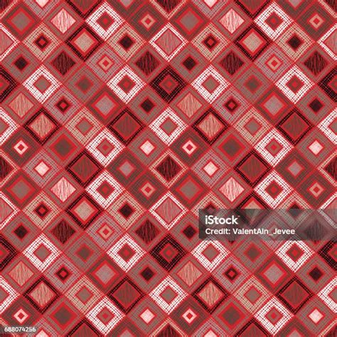 마름모 정사각형으로 원활한 벡터 기하학 패턴입니다 손 끝 없는 배경 질감된 기하학적 그림 그려 포장 웹 배경 벽지 파스텔 그래픽 일러스트 템플릿 가리키기에 대한 스톡 벡터