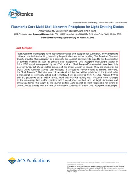 pdf plasmonic core multi shell nanowire phosphors for light emitting