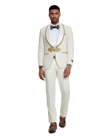 2 Piece Satin Double Breasted Suit And Ivorygold Peak Lapel Suit Dandk