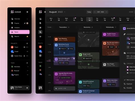 Team Management Dashboard Kanban Task Manager App Design Layout