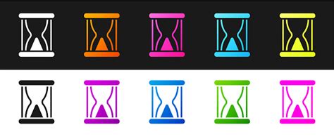 흑백 배경에 격리 된 흐르는 모래 아이콘과 오래된 모래 시계를 설정합니다 모래 시계 기호 비즈니스 및 시간 관리 개념 벡터 2 위 상 종류에 대한 스톡 벡터 아트 및 기타