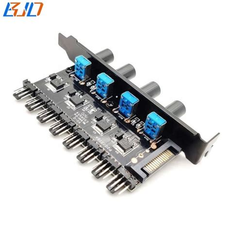 Buy 8 Channel Dc 12v 4pin Pwm Fan Hub Temperature Speed Controller With 4 Knob Regulating Switch