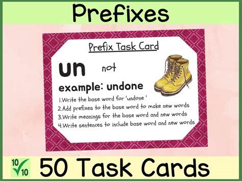 Prefix Task Cards Grammar Activities Differentiated Vocabulary