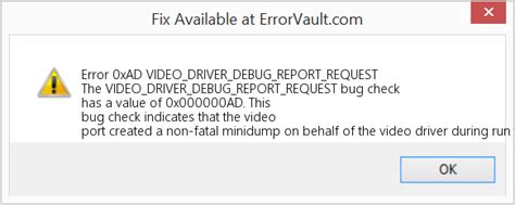 How To Fix Error 0xad Video Driver Debug Report Request The Video Driver Debug Report