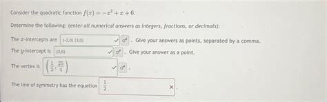 Solved Consider The Quadratic Function Chegg