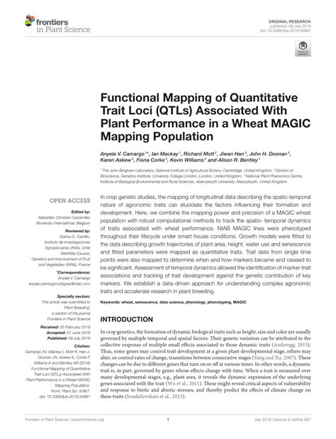 Pdf Functional Mapping Of Quantitative Trait Loci Qtls Associated