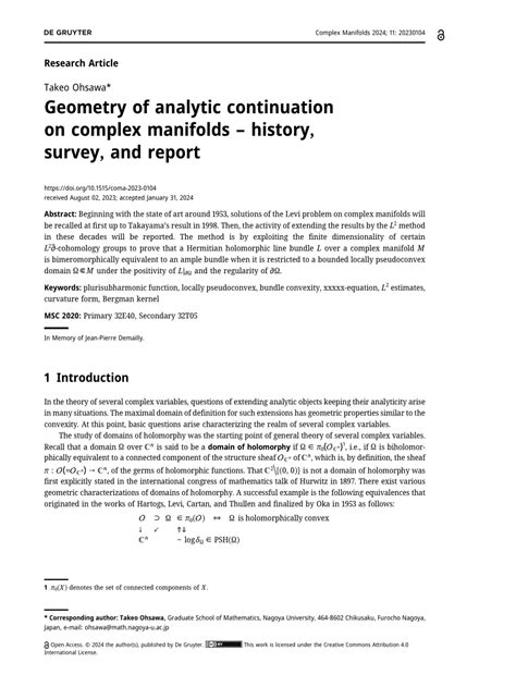 Pdf Geometry Of Analytic Continuation On Complex Manifolds History