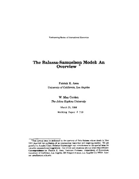 Pdf The Balassa Samuelson Model An Overview
