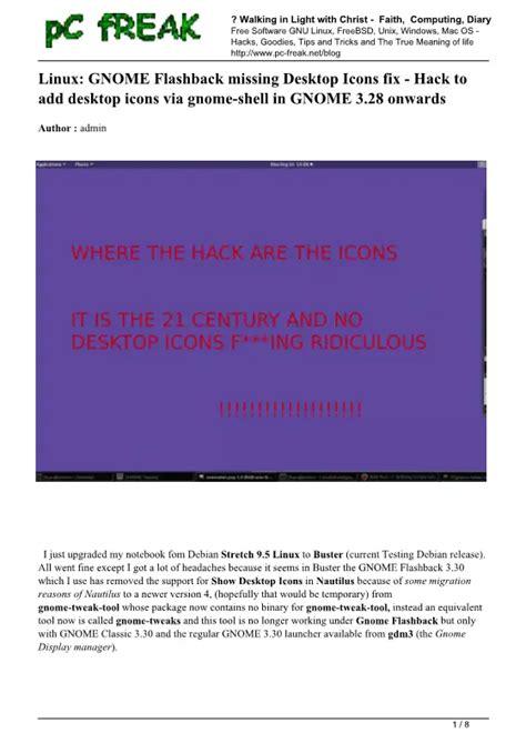 Linux Gnome Flashback Missing Desktop Icons Fix Hack To Add Desktop Icons Via Gnome Shell In