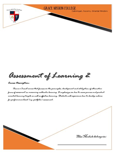 Assessment Of Learning 2 Module 3 5 Pdf Educational Assessment Learning