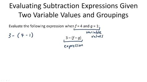 evaluating subtraction expressions two variable values given example 2 video algebra