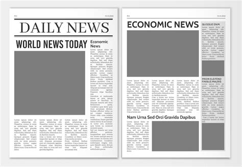 신문 페이지 템플릿 빈티지 무료 벡터