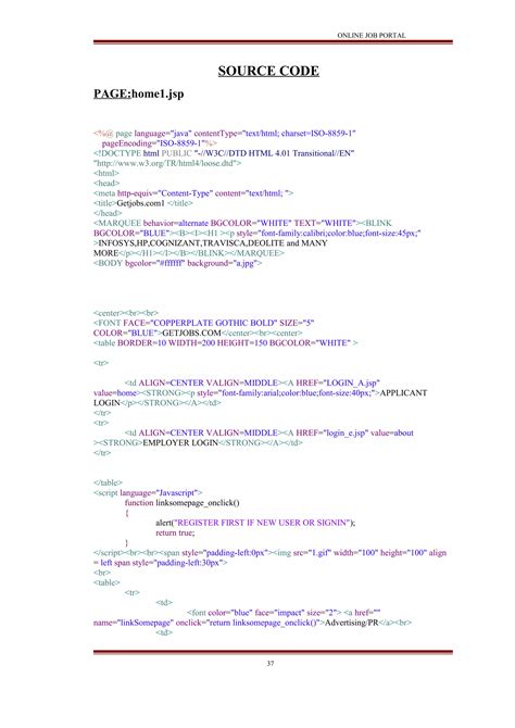 Online Job Portal Java Project Report Doc Web Development Internet