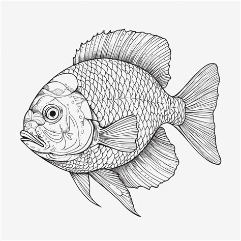 Een Tekening Van Een Vis Met Een Vis Erop Premium Vector