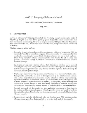 Fillable Online Nescc Sourceforge Tinyos Nesc Programming Reference Manual Form Fax Email Print