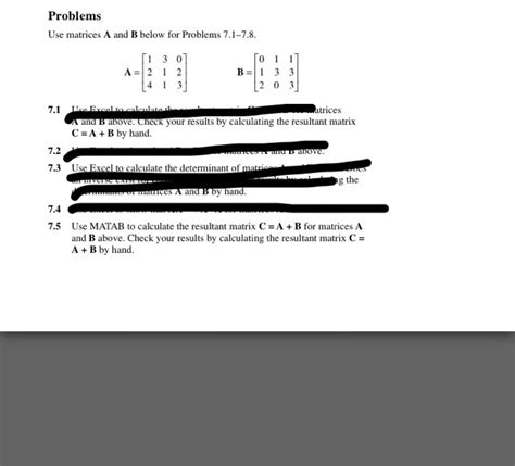 Solved Problems Use Matrices A And B Below For Problems Chegg Com