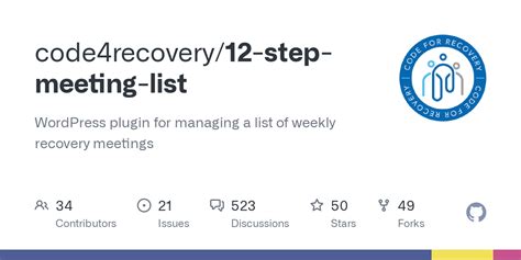 Github Code4recovery12 Step Meeting List Wordpress Plugin For