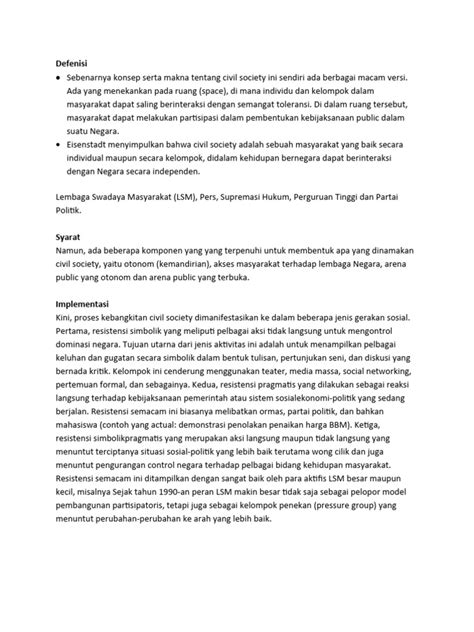 Memahami Civil Society Dan Perannya Pdf Politik