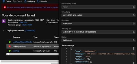 Powershell Azure Elasticpool Badrequest During Creation Deployment When Using Arm Template