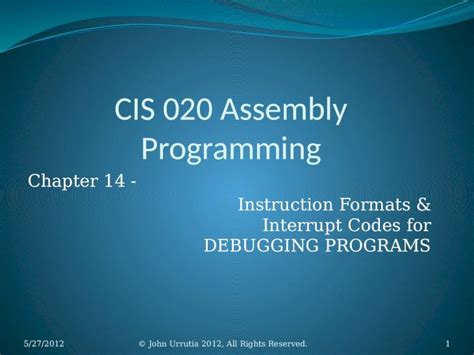 Pptx Cis 020 Assembly Programming Chapter 14 Instruction Formats