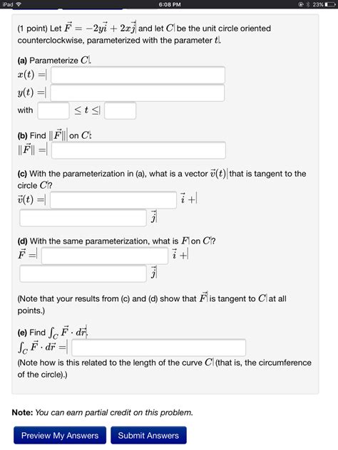 solved let vector f 2y vector i 2x vector j and let c