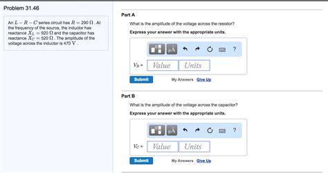 Solved Problem 31 46 An L R C Series Circuit Has R 290 2 At Chegg Com