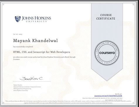 Mayank Khandelwal On Linkedin Johnshopkinsuniversity Coursera Javascript Webdevelopment Share