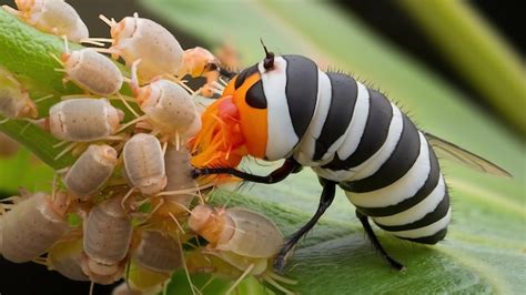 Premium Photo Hover Fly Syrphidaelarva Feeding On Aphids Aphis Nerii