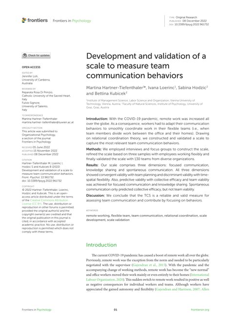 Pdf Development And Validation Of A Scale To Measure Team Communication Behaviors