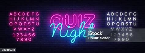 퀴즈 밤 발표 포스터 벡터 디자인 서식 파일 퀴즈 밤 네온 간판 라이트 배너 펍 퀴즈 펍이 나 바 나이트 클럽에서 개최 출판 팀 게임입니다 질문 게임입니다 벡터입니다 편집