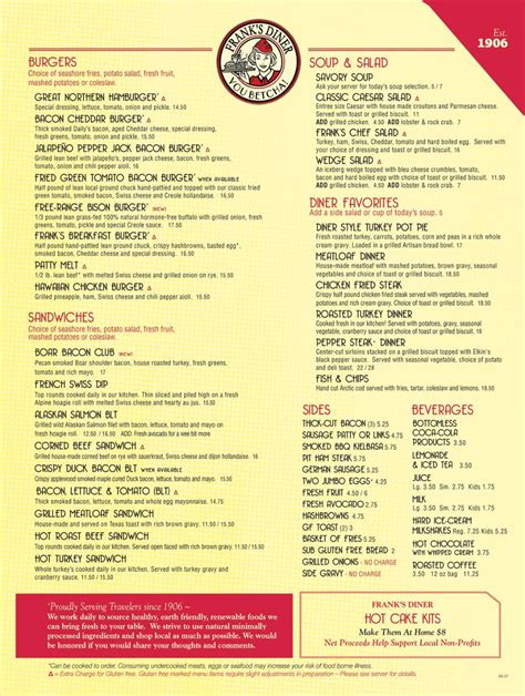 Menu At Franks Diner North Spokane Restaurant Spokane N Newport Hwy