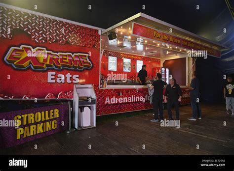 Food Stall Inside The Circus Extreme Marquee Big Top Bristol Uk Stock