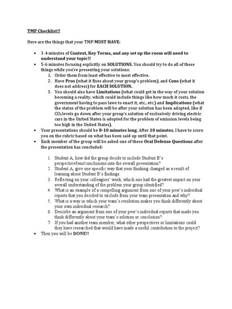 Tmp Checklist Pdf Cognition Cognitive Science