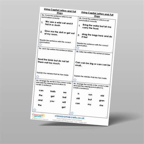 Year 1 Using Capital Letters And Full Stops Application And Reasoning Resource Classroom Secrets