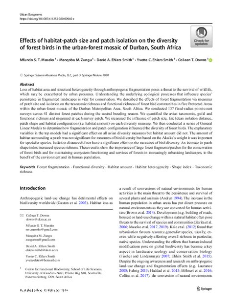 Pdf Effects Of Habitat Patch Size And Patch Isolation On The