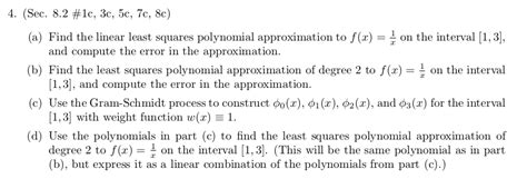 solved find the linear least squares polynomial