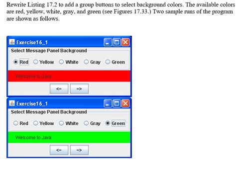 solved rewrite listing 17 2 to add a group buttons to select